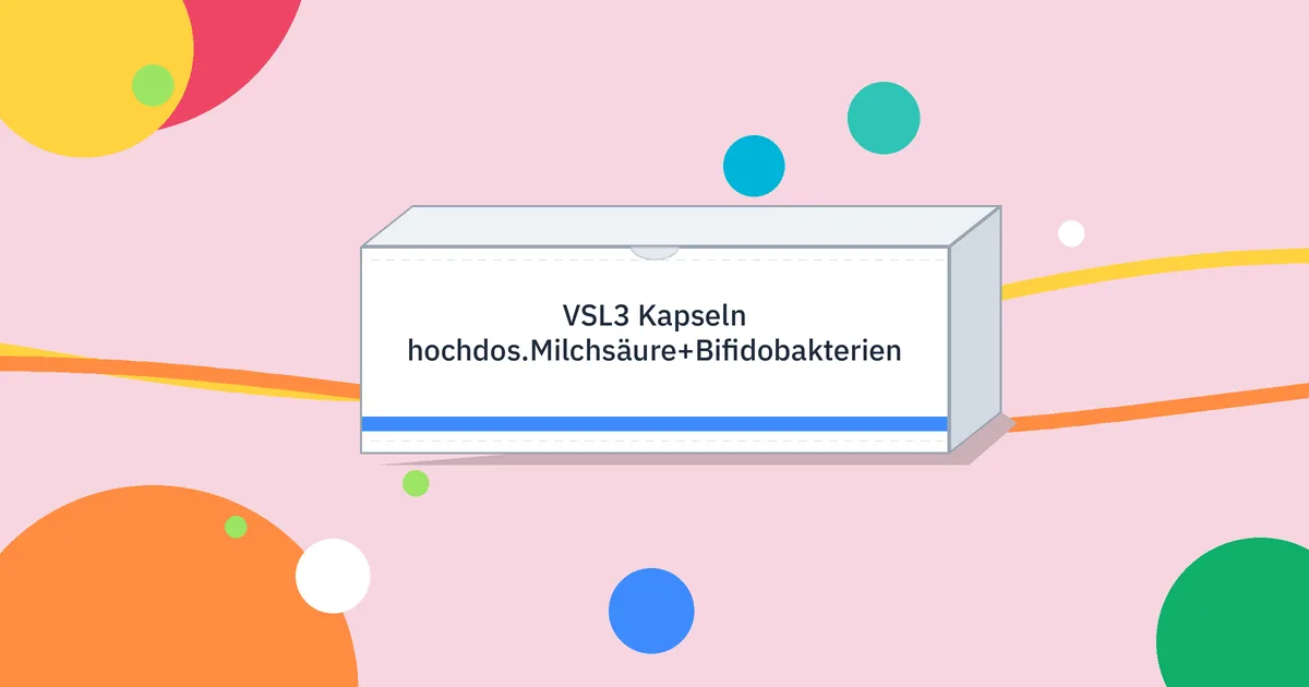 Symbolbild: Packung mit der Aufschrift VSL3 Kapseln hochdos.Milchsäure+Bifidobakterien (PZN 19225658) – Verfügbarkeit und Bezug in Apotheken in Frankfurt am Main