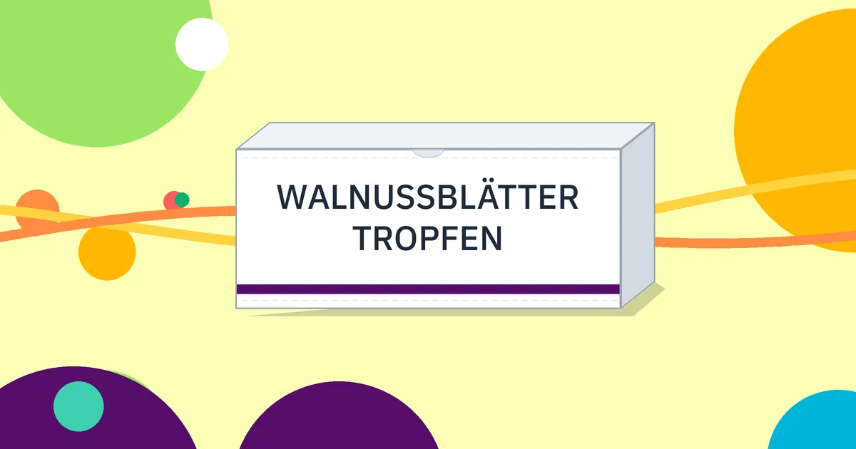 Symbolbild: Packung mit der Aufschrift WALNUSSBLÄTTER TROPFEN (PZN 14281882) – Verfügbarkeit und Bezug in Apotheken in Frankfurt am Main