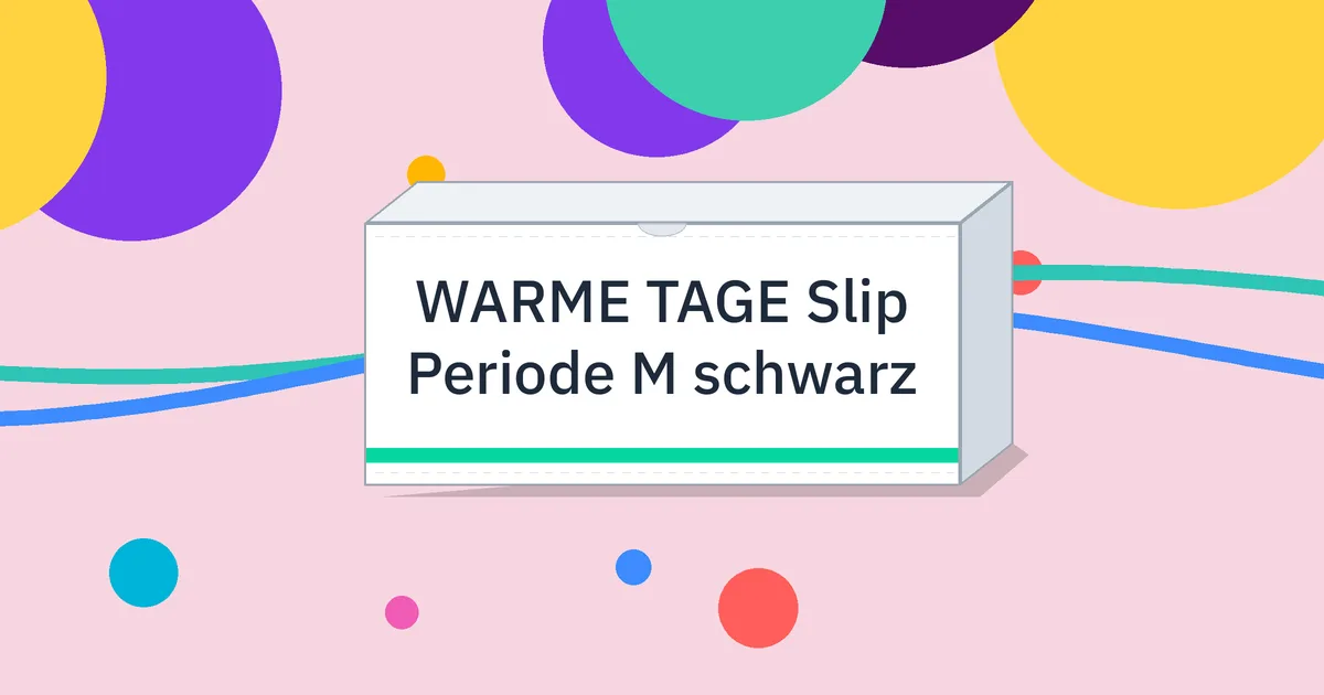 Symbolbild: Packung mit der Aufschrift WARME TAGE Slip Periode M schwarz (PZN 16127659) – Verfügbarkeit und Bezug in Apotheken in Frankfurt am Main