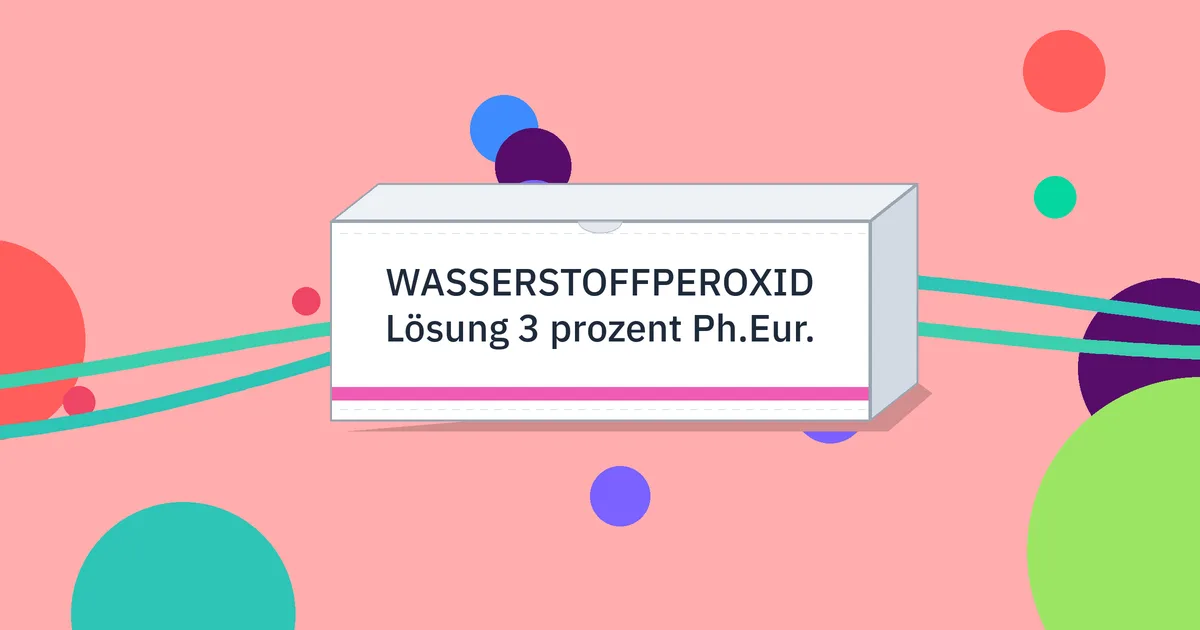 Symbolbild: Packung mit der Aufschrift WASSERSTOFFPEROXID Lösung 3 prozent Ph.Eur. (PZN 07307500) – Verfügbarkeit und Bezug in Apotheken in Frankfurt am Main