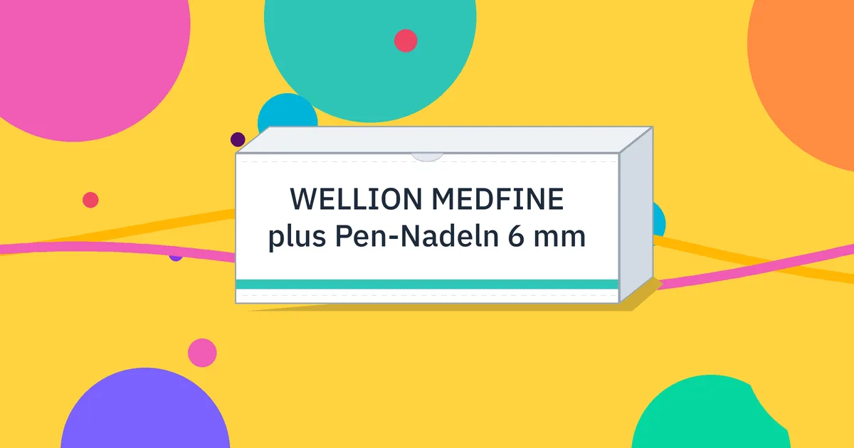 Symbolbild: Packung mit der Aufschrift WELLION MEDFINE plus Pen-Nadeln 6 mm (PZN 07105587) – Verfügbarkeit und Bezug in Apotheken in Frankfurt am Main