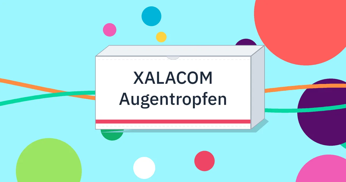 Symbolbild: Packung mit der Aufschrift XALACOM Augentropfen (PZN 01246594) – Verfügbarkeit und Bezug in Apotheken in Frankfurt am Main
