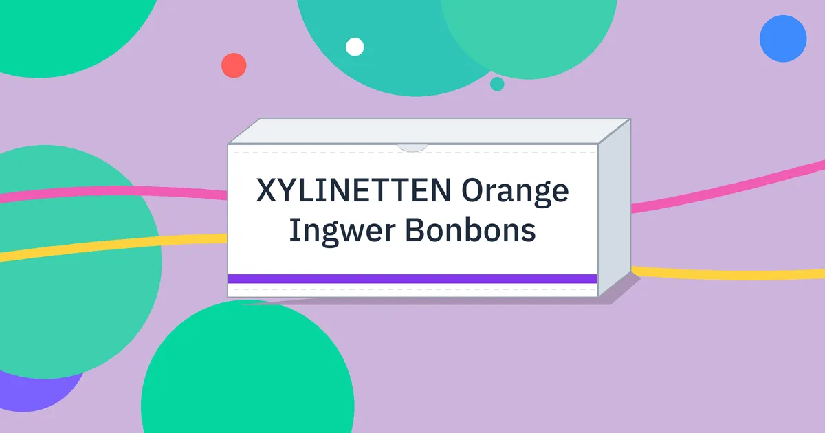 Symbolbild: Packung mit der Aufschrift XYLINETTEN Orange Ingwer Bonbons (PZN 10262468) – Verfügbarkeit und Bezug in Apotheken in Frankfurt am Main