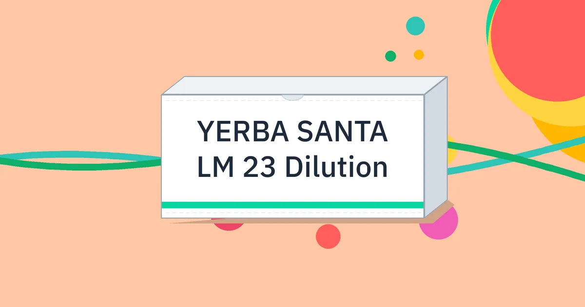 Symbolbild: Packung mit der Aufschrift YERBA SANTA LM 23 Dilution (PZN 13285381) – Verfügbarkeit und Bezug in Apotheken in Frankfurt am Main