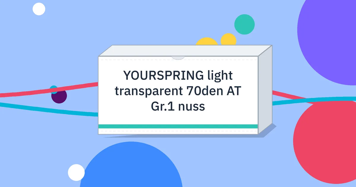 Symbolbild: Packung mit der Aufschrift YOURSPRING light transparent 70den AT Gr.1 nuss (PZN 18056403) – Verfügbarkeit und Bezug in Apotheken in Frankfurt am Main