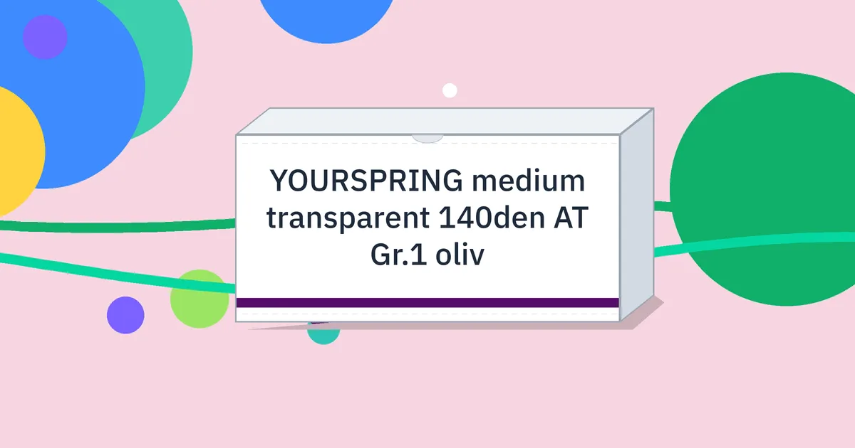 Symbolbild: Packung mit der Aufschrift YOURSPRING medium transparent 140den AT Gr.1 oliv (PZN 18057408) – Verfügbarkeit und Bezug in Apotheken in Frankfurt am Main