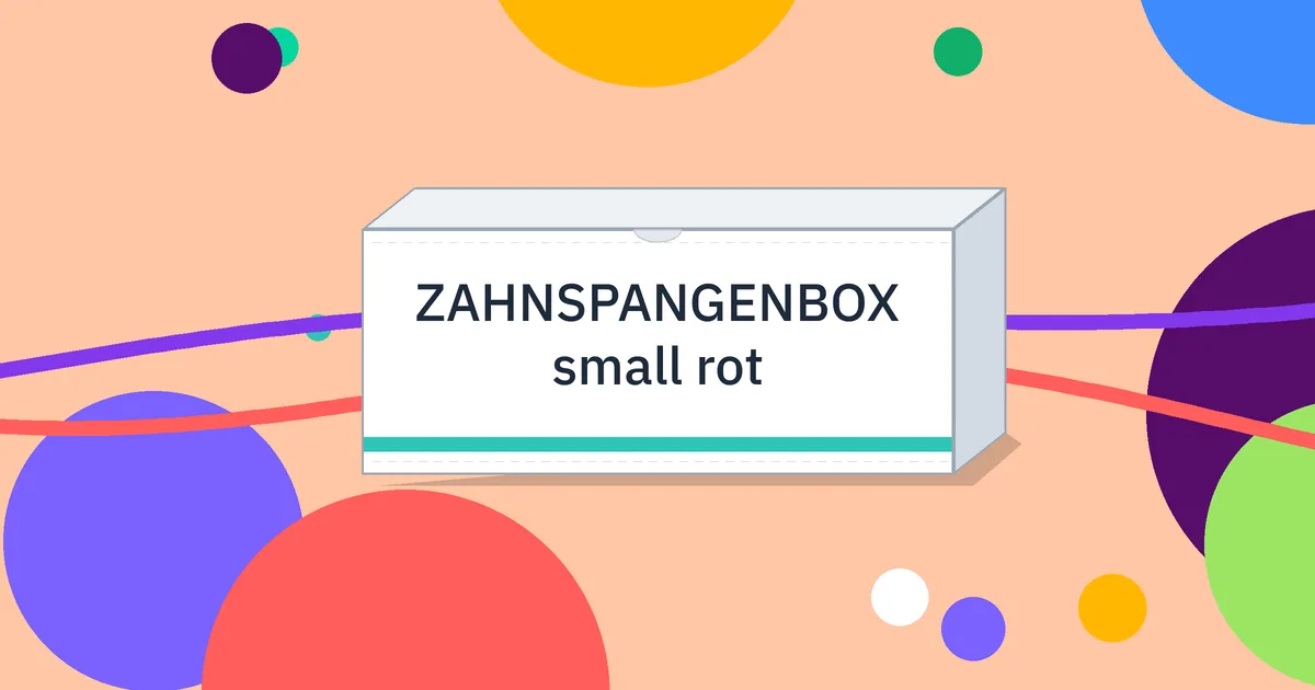 Symbolbild: Packung mit der Aufschrift ZAHNSPANGENBOX small rot (PZN 10988314) – Verfügbarkeit und Bezug in Apotheken in Frankfurt am Main