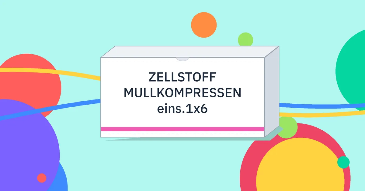 Symbolbild: Packung mit der Aufschrift ZELLSTOFF MULLKOMPRESSEN eins.1x6 (PZN 01722770) – Verfügbarkeit und Bezug in Apotheken in Frankfurt am Main