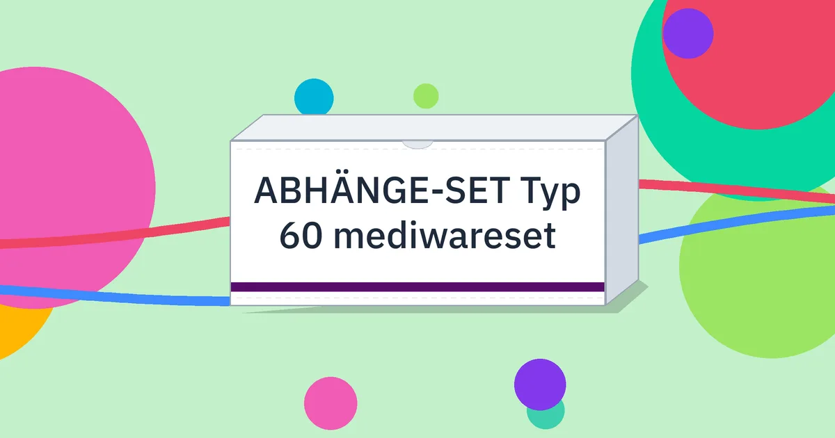Symbolbild: Packung mit der Aufschrift ABHÄNGE-SET Typ 60 mediwareset (PZN 19548663) – Verfügbarkeit und Bezug in Apotheken in Frankfurt am Main