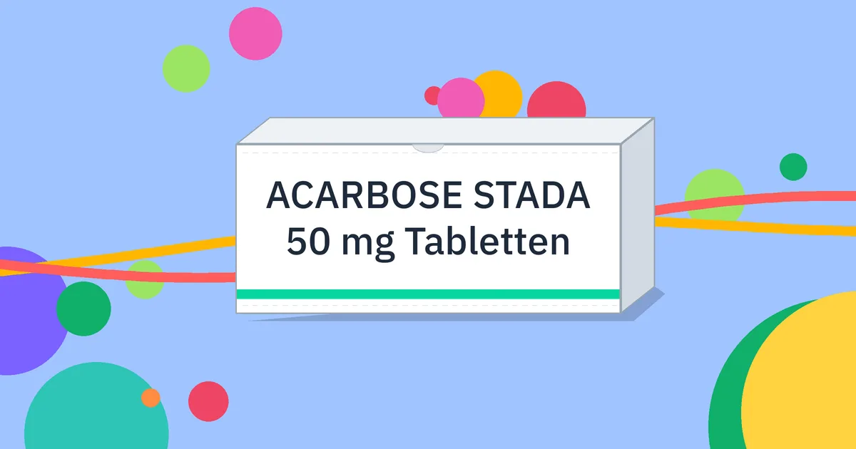 Symbolbild: Packung mit der Aufschrift ACARBOSE STADA 50 mg Tabletten (PZN 17827689) – Verfügbarkeit und Bezug in Apotheken in Frankfurt am Main