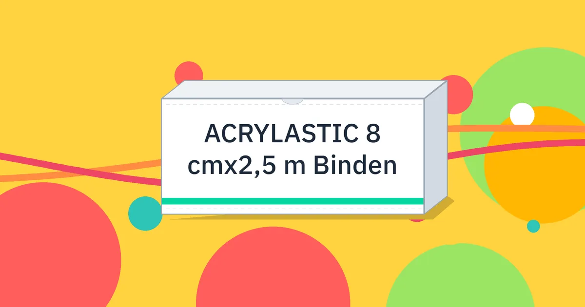 Symbolbild: Packung mit der Aufschrift ACRYLASTIC 8 cmx2,5 m Binden (PZN 00503652) – Verfügbarkeit und Bezug in Apotheken in Frankfurt am Main
