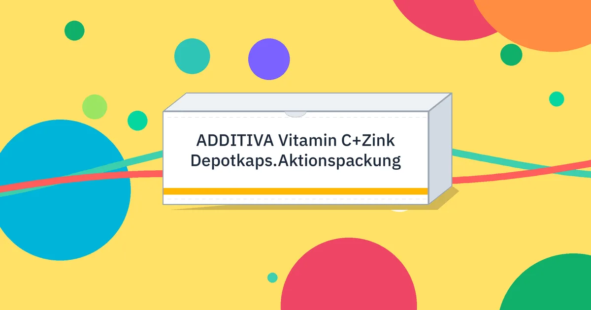 Symbolbild: Packung mit der Aufschrift ADDITIVA Vitamin C+Zink Depotkaps.Aktionspackung (PZN 05453321) – Verfügbarkeit und Bezug in Apotheken in Frankfurt am Main