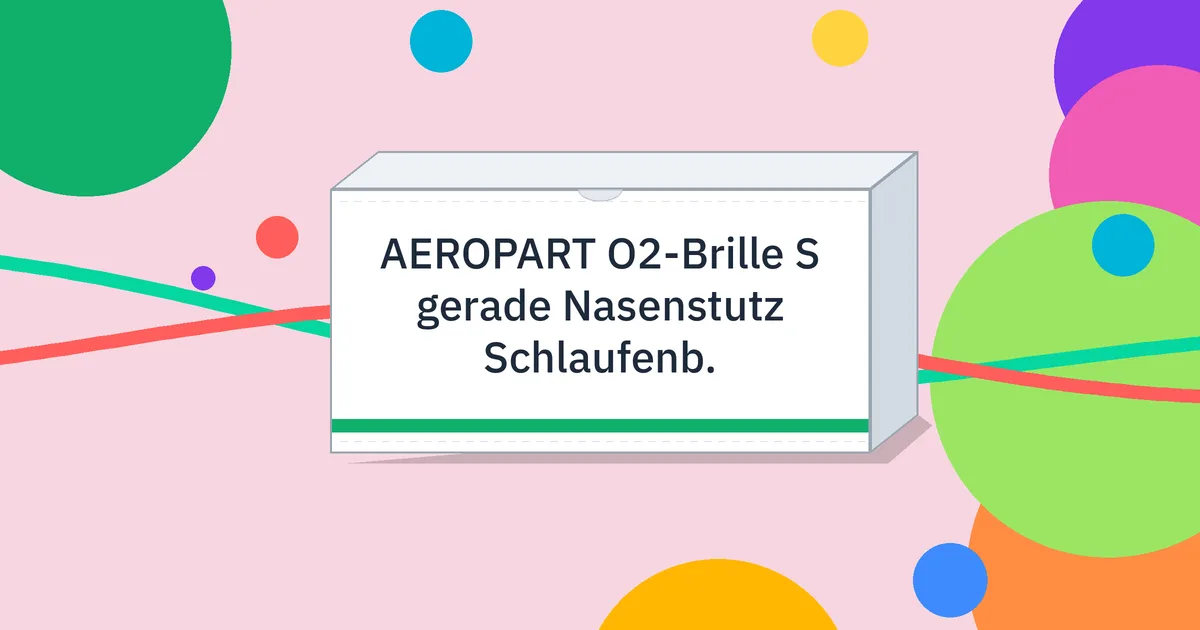 Symbolbild: Packung mit der Aufschrift AEROPART O2-Brille S gerade Nasenstutz Schlaufenb. (PZN 01075649) – Verfügbarkeit und Bezug in Apotheken in Frankfurt am Main