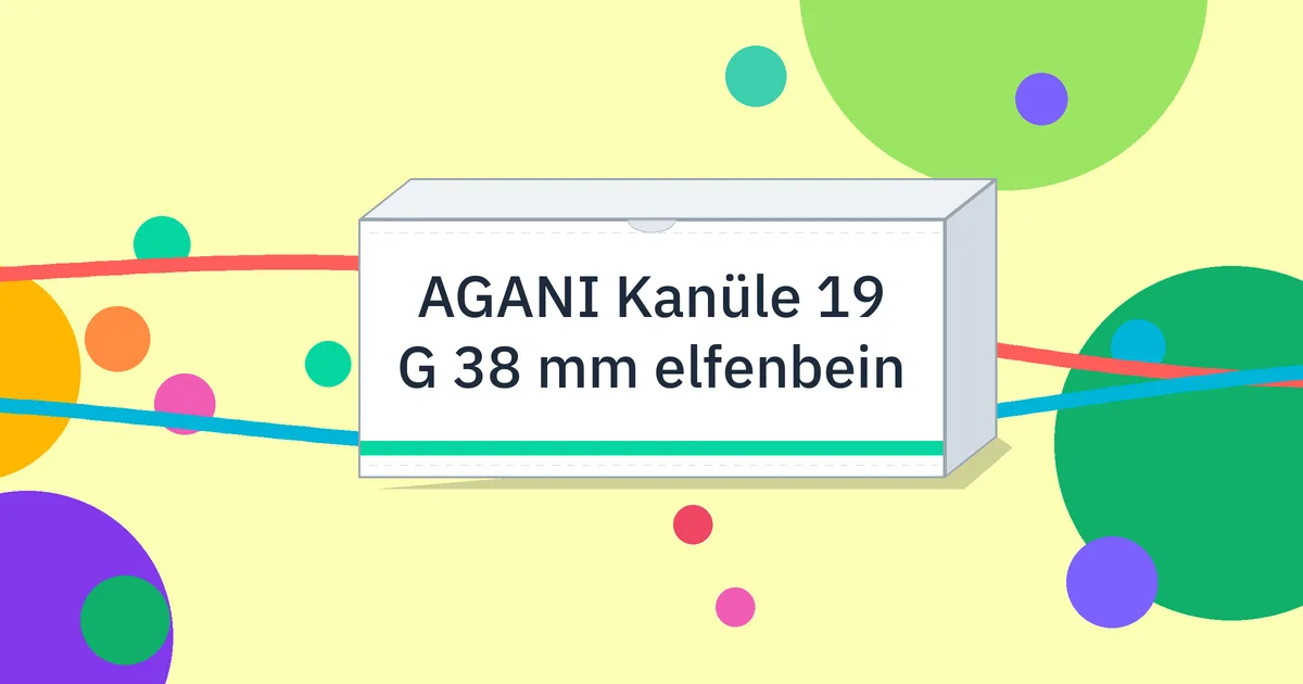 Symbolbild: Packung mit der Aufschrift AGANI Kanüle 19 G 38 mm elfenbein (PZN 20130408) – Verfügbarkeit und Bezug in Apotheken in Frankfurt am Main