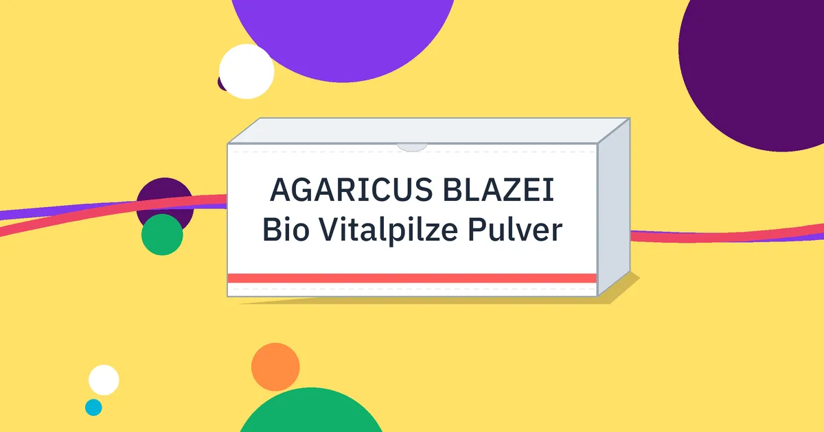 Symbolbild: Packung mit der Aufschrift AGARICUS BLAZEI Bio Vitalpilze Pulver (PZN 09460312) – Verfügbarkeit und Bezug in Apotheken in Frankfurt am Main