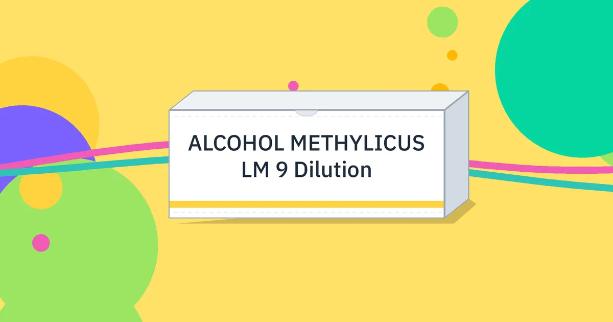 Symbolbild: Packung mit der Aufschrift ALCOHOL METHYLICUS LM 9 Dilution (PZN 13309199) – Verfügbarkeit und Bezug in Apotheken in Frankfurt am Main
