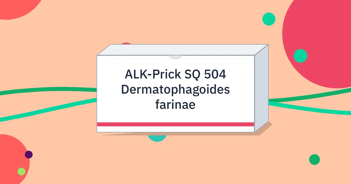 Symbolbild: Packung mit der Aufschrift ALK-Prick SQ 504 Dermatophagoides farinae (PZN 02530742) – Verfügbarkeit und Bezug in Apotheken in Frankfurt am Main