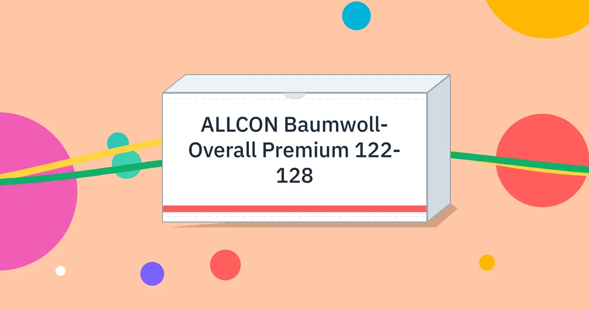 Symbolbild: Packung mit der Aufschrift ALLCON Baumwoll-Overall Premium 122-128 (PZN 16383397) – Verfügbarkeit und Bezug in Apotheken in Frankfurt am Main