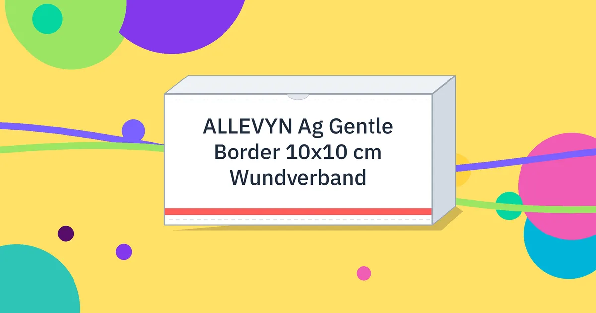 Symbolbild: Packung mit der Aufschrift ALLEVYN Ag Gentle Border 10x10 cm Wundverband (PZN 18440745) – Verfügbarkeit und Bezug in Apotheken in Frankfurt am Main