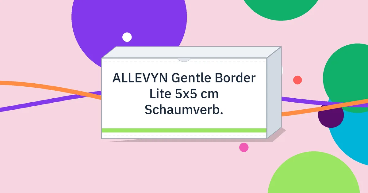 Symbolbild: Packung mit der Aufschrift ALLEVYN Gentle Border Lite 5x5 cm Schaumverb. (PZN 02173673) – Verfügbarkeit und Bezug in Apotheken in Frankfurt am Main