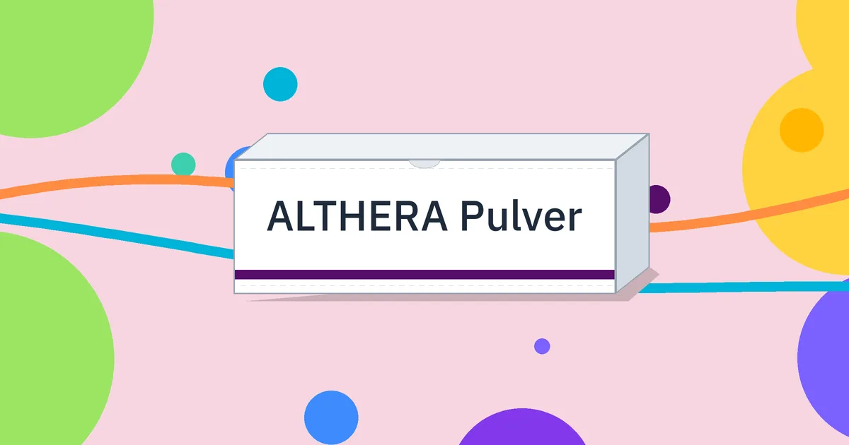 Symbolbild: Packung mit der Aufschrift ALTHERA Pulver (PZN 16385309) – Verfügbarkeit und Bezug in Apotheken in Frankfurt am Main