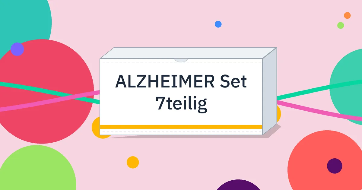 Symbolbild: Packung mit der Aufschrift ALZHEIMER Set 7teilig (PZN 10853040) – Verfügbarkeit und Bezug in Apotheken in Frankfurt am Main