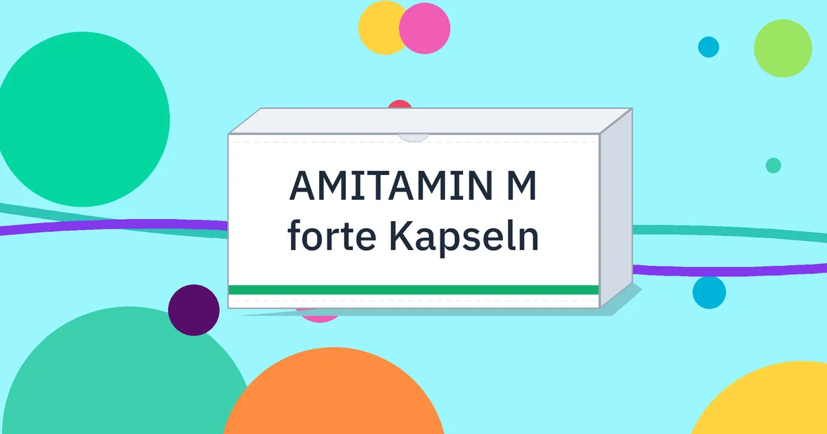 Symbolbild: Packung mit der Aufschrift AMITAMIN M forte Kapseln (PZN 15238776) – Verfügbarkeit und Bezug in Apotheken in Frankfurt am Main
