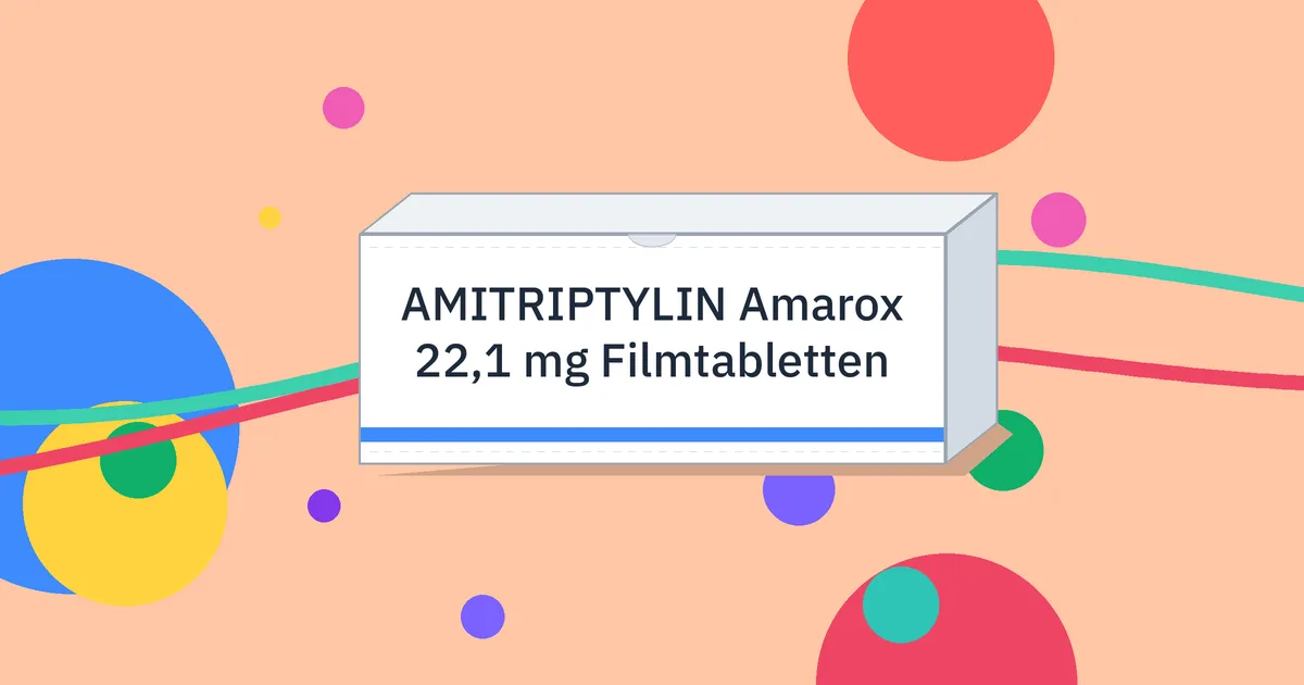 Symbolbild: Packung mit der Aufschrift AMITRIPTYLIN Amarox 22,1 mg Filmtabletten (PZN 19276437) – Verfügbarkeit und Bezug in Apotheken in Frankfurt am Main