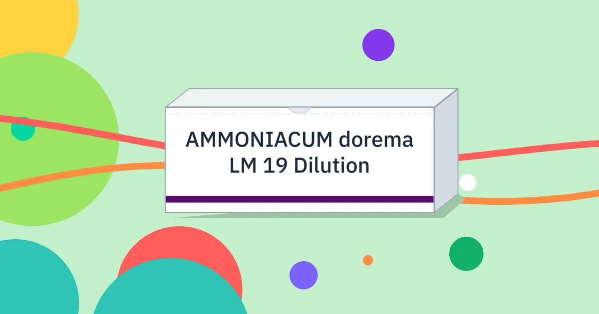 Symbolbild: Packung mit der Aufschrift AMMONIACUM dorema LM 19 Dilution (PZN 13319080) – Verfügbarkeit und Bezug in Apotheken in Frankfurt am Main