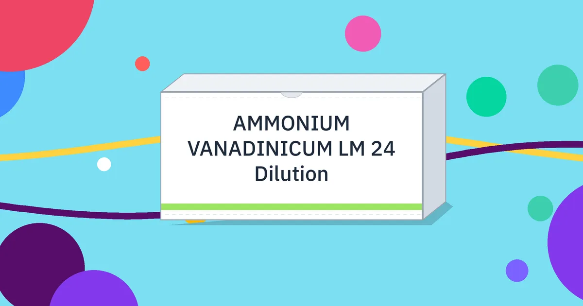Symbolbild: Packung mit der Aufschrift AMMONIUM VANADINICUM LM 24 Dilution (PZN 13324307) – Verfügbarkeit und Bezug in Apotheken in Frankfurt am Main