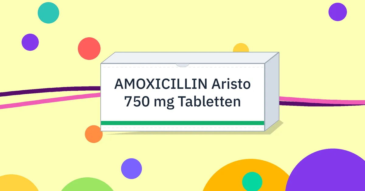 Symbolbild: Packung mit der Aufschrift AMOXICILLIN Aristo 750 mg Tabletten (PZN 17302604) – Verfügbarkeit und Bezug in Apotheken in Frankfurt am Main