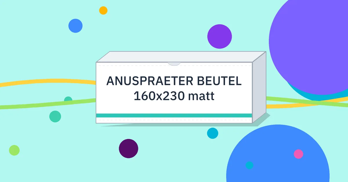 Symbolbild: Packung mit der Aufschrift ANUSPRAETER BEUTEL 160x230 matt (PZN 01960995) – Verfügbarkeit und Bezug in Apotheken in Frankfurt am Main