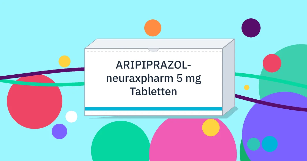 Symbolbild: Packung mit der Aufschrift ARIPIPRAZOL-neuraxpharm 5 mg Tabletten (PZN 10736239) – Verfügbarkeit und Bezug in Apotheken in Frankfurt am Main