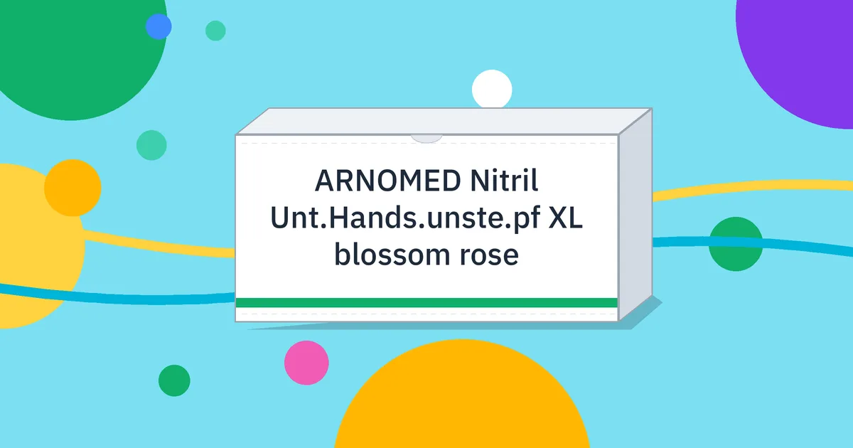 Symbolbild: Packung mit der Aufschrift ARNOMED Nitril Unt.Hands.unste.pf XL blossom rose (PZN 18136912) – Verfügbarkeit und Bezug in Apotheken in Frankfurt am Main