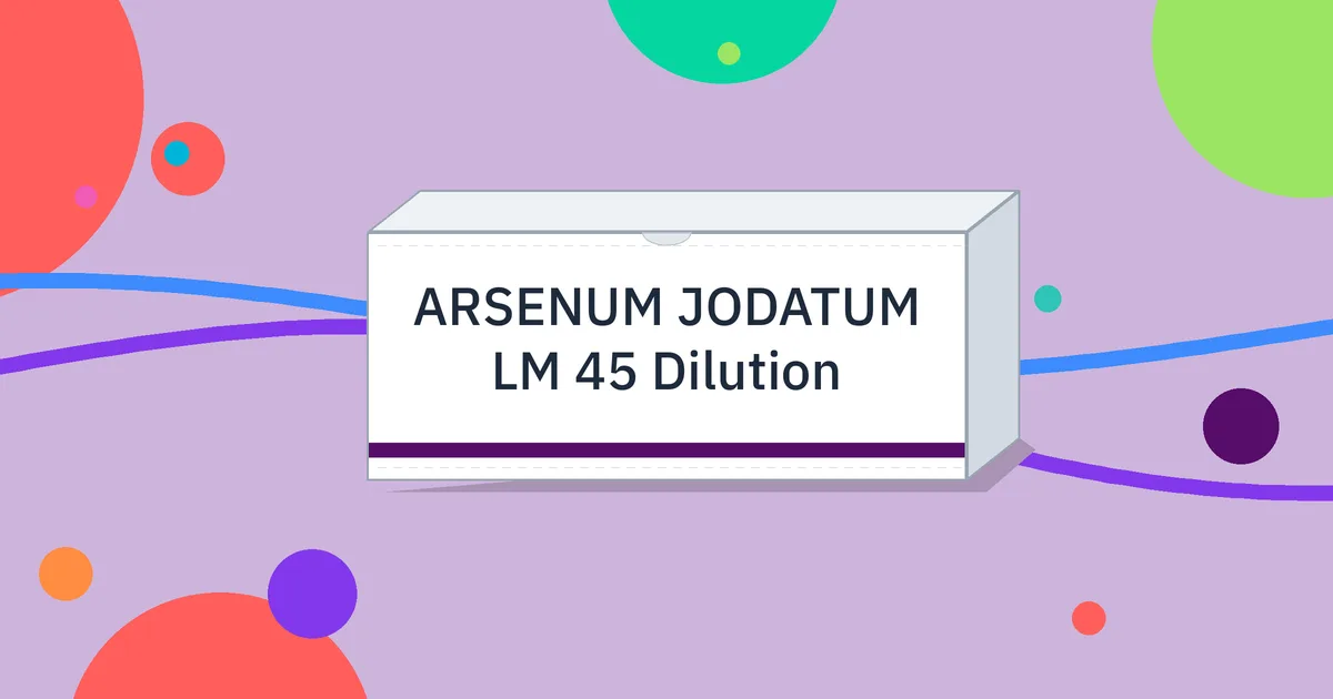 Symbolbild: Packung mit der Aufschrift ARSENUM JODATUM LM 45 Dilution (PZN 12779129) – Verfügbarkeit und Bezug in Apotheken in Frankfurt am Main