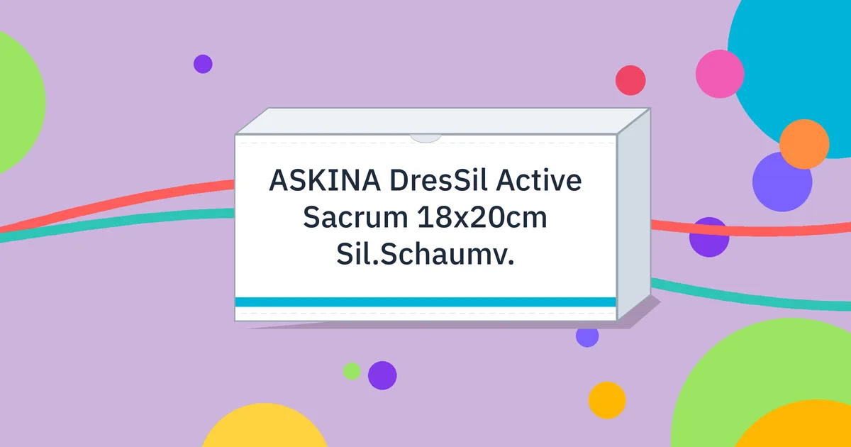 Symbolbild: Packung mit der Aufschrift ASKINA DresSil Active Sacrum 18x20cm Sil.Schaumv. (PZN 20548705) – Verfügbarkeit und Bezug in Apotheken in Frankfurt am Main