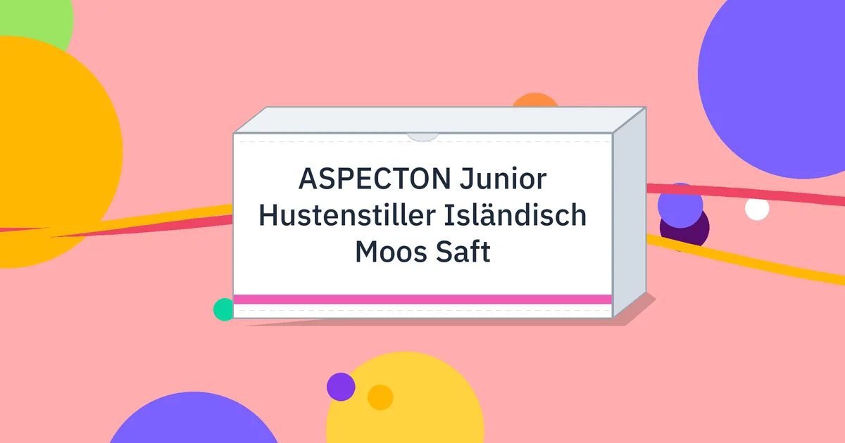 Symbolbild: Packung mit der Aufschrift ASPECTON Junior Hustenstiller Isländisch Moos Saft (PZN 10764997) – Verfügbarkeit und Bezug in Apotheken in Frankfurt am Main