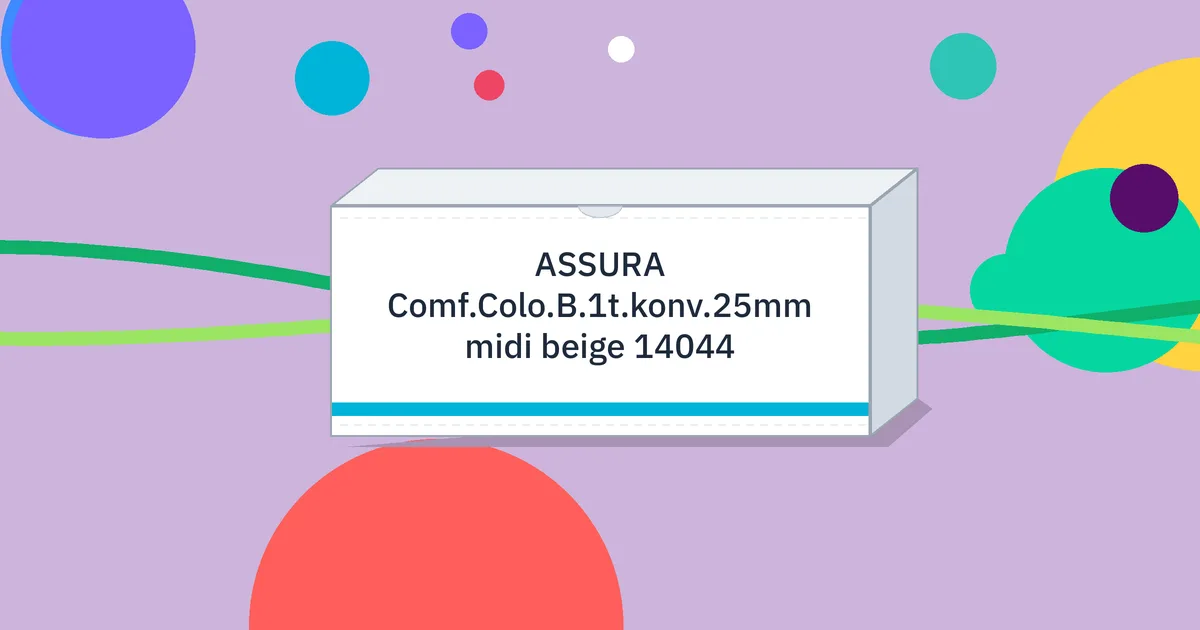 Symbolbild: Packung mit der Aufschrift ASSURA Comf.Colo.B.1t.konv.25mm midi beige 14044 (PZN 01689736) – Verfügbarkeit und Bezug in Apotheken in Frankfurt am Main