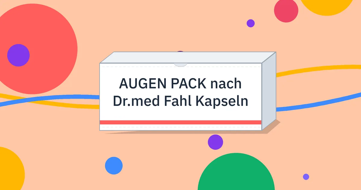 Symbolbild: Packung mit der Aufschrift AUGEN PACK nach Dr.med Fahl Kapseln (PZN 03296952) – Verfügbarkeit und Bezug in Apotheken in Frankfurt am Main