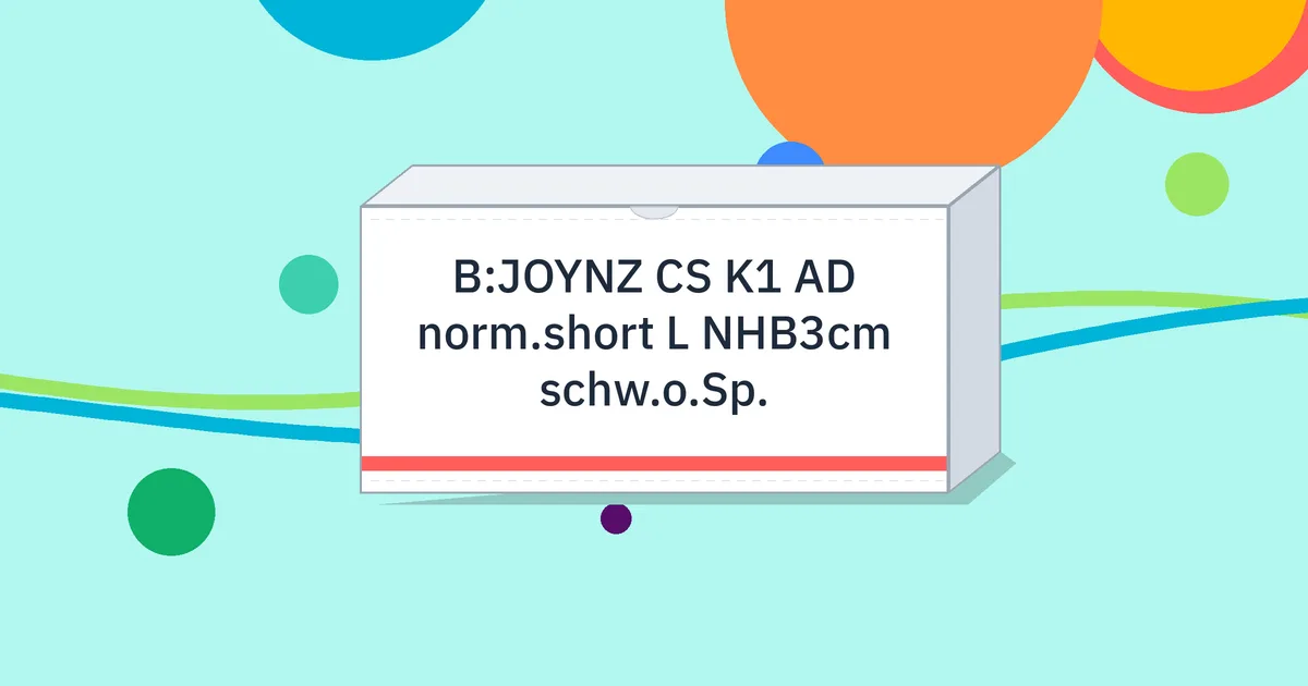 Symbolbild: Packung mit der Aufschrift B:JOYNZ CS K1 AD norm.short L NHB3cm schw.o.Sp. (PZN 20526402) – Verfügbarkeit und Bezug in Apotheken in Frankfurt am Main
