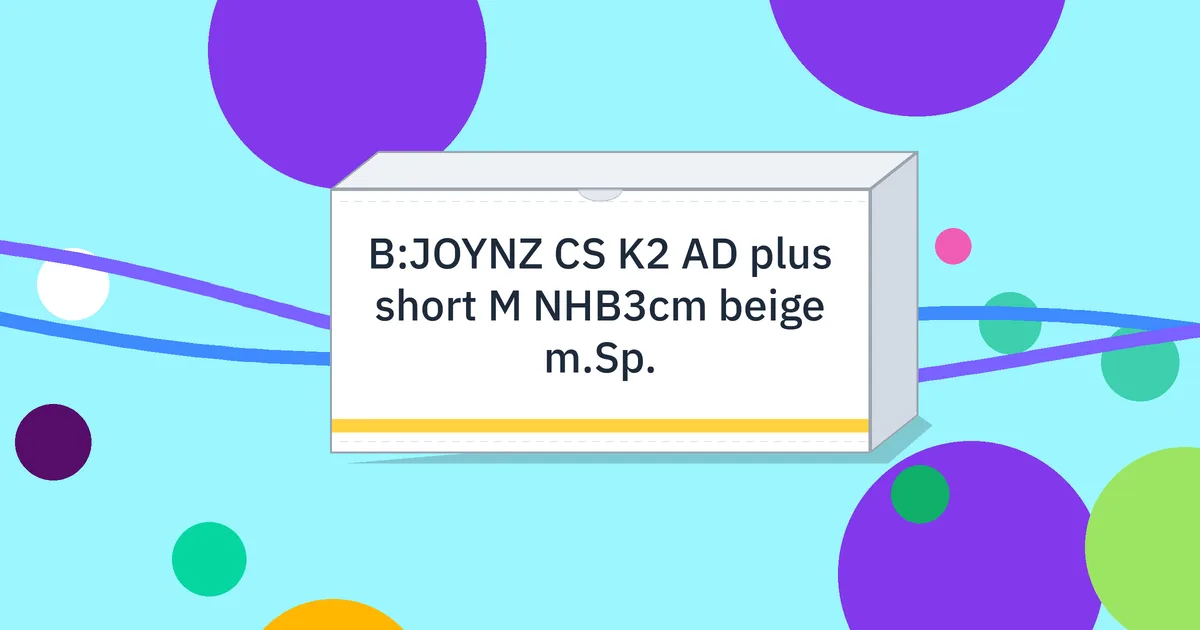 Symbolbild: Packung mit der Aufschrift B:JOYNZ CS K2 AD plus short M NHB3cm beige m.Sp. (PZN 20526922) – Verfügbarkeit und Bezug in Apotheken in Frankfurt am Main