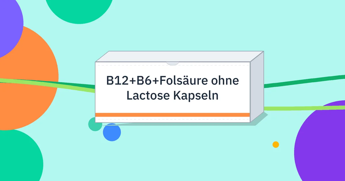 Symbolbild: Packung mit der Aufschrift B12+B6+Folsäure ohne Lactose Kapseln (PZN 05388894) – Verfügbarkeit und Bezug in Apotheken in Frankfurt am Main