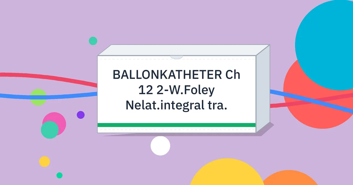 Symbolbild: Packung mit der Aufschrift BALLONKATHETER Ch 12 2-W.Foley Nelat.integral tra. (PZN 14350212) – Verfügbarkeit und Bezug in Apotheken in Frankfurt am Main