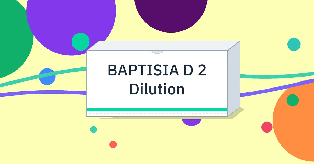 Symbolbild: Packung mit der Aufschrift BAPTISIA D 2 Dilution (PZN 02608148) – Verfügbarkeit und Bezug in Apotheken in Frankfurt am Main