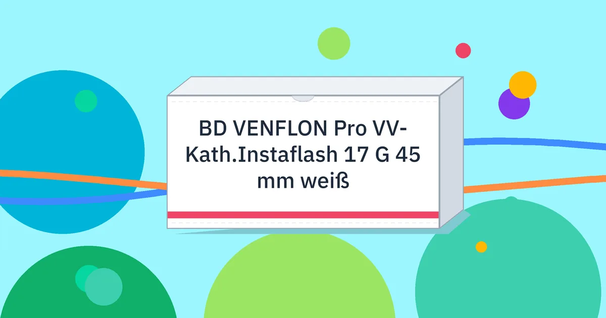 Symbolbild: Packung mit der Aufschrift BD VENFLON Pro VV-Kath.Instaflash 17 G 45 mm weiß (PZN 20273496) – Verfügbarkeit und Bezug in Apotheken in Frankfurt am Main