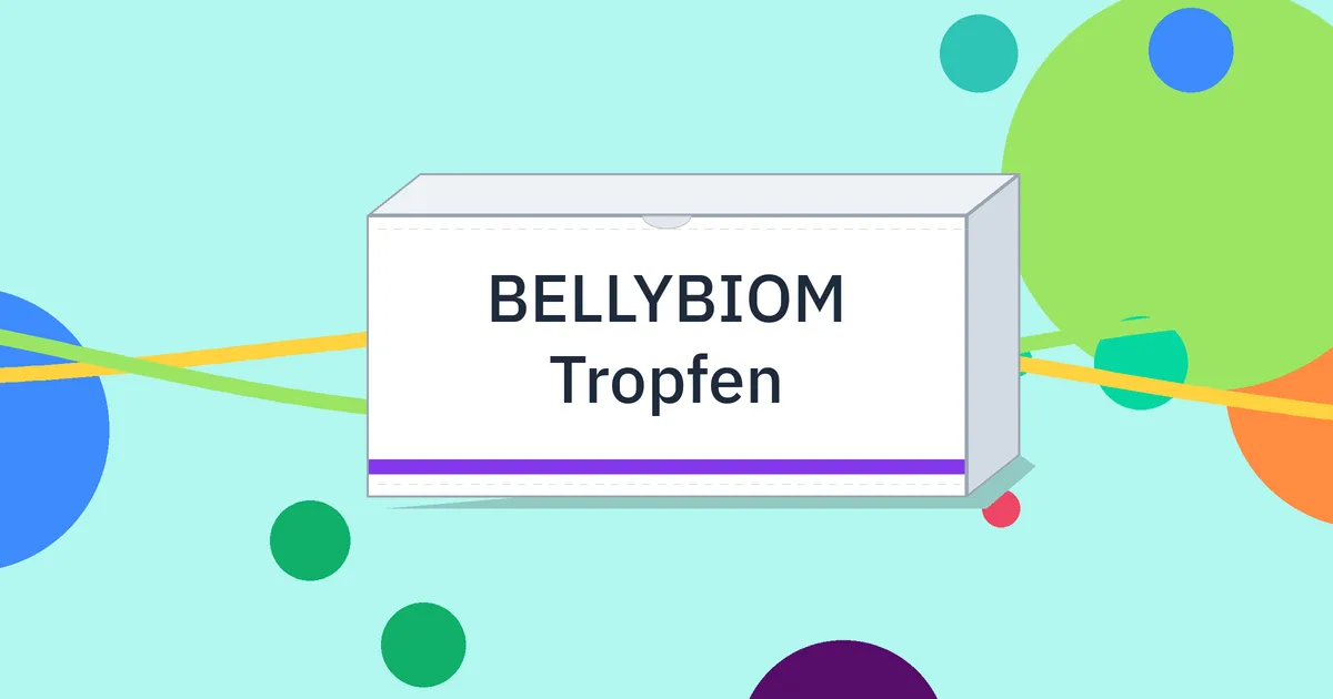 Symbolbild: Packung mit der Aufschrift BELLYBIOM Tropfen (PZN 20000060) – Verfügbarkeit und Bezug in Apotheken in Frankfurt am Main