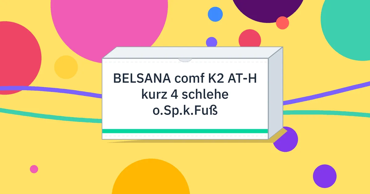 Symbolbild: Packung mit der Aufschrift BELSANA comf K2 AT-H kurz 4 schlehe o.Sp.k.Fuß (PZN 12330398) – Verfügbarkeit und Bezug in Apotheken in Frankfurt am Main