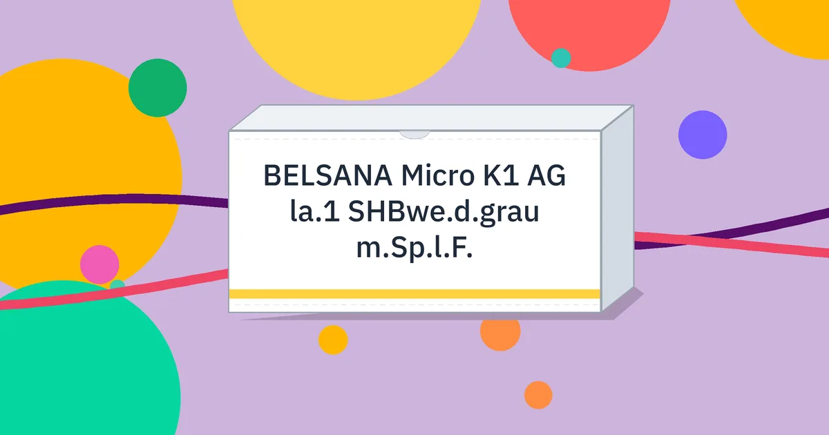 Symbolbild: Packung mit der Aufschrift BELSANA Micro K1 AG la.1 SHBwe.d.grau m.Sp.l.F. (PZN 08554838) – Verfügbarkeit und Bezug in Apotheken in Frankfurt am Main