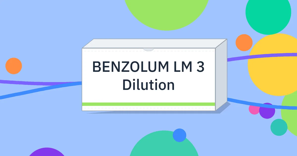 Symbolbild: Packung mit der Aufschrift BENZOLUM LM 3 Dilution (PZN 12792354) – Verfügbarkeit und Bezug in Apotheken in Frankfurt am Main