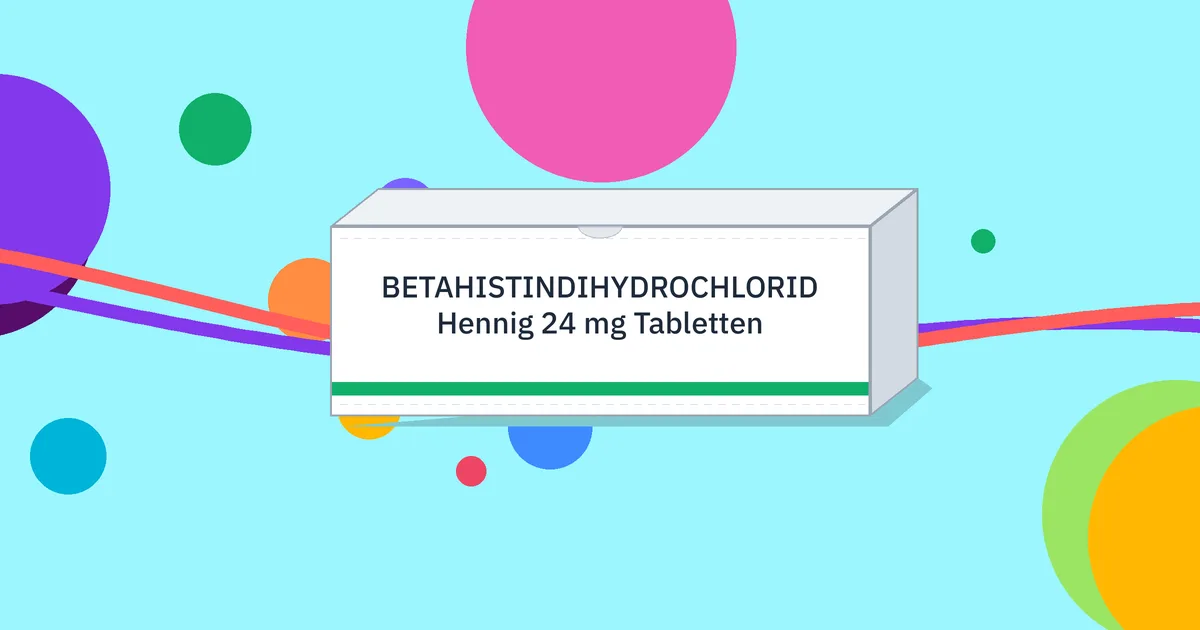 Symbolbild: Packung mit der Aufschrift BETAHISTINDIHYDROCHLORID Hennig 24 mg Tabletten (PZN 15415824) – Verfügbarkeit und Bezug in Apotheken in Frankfurt am Main
